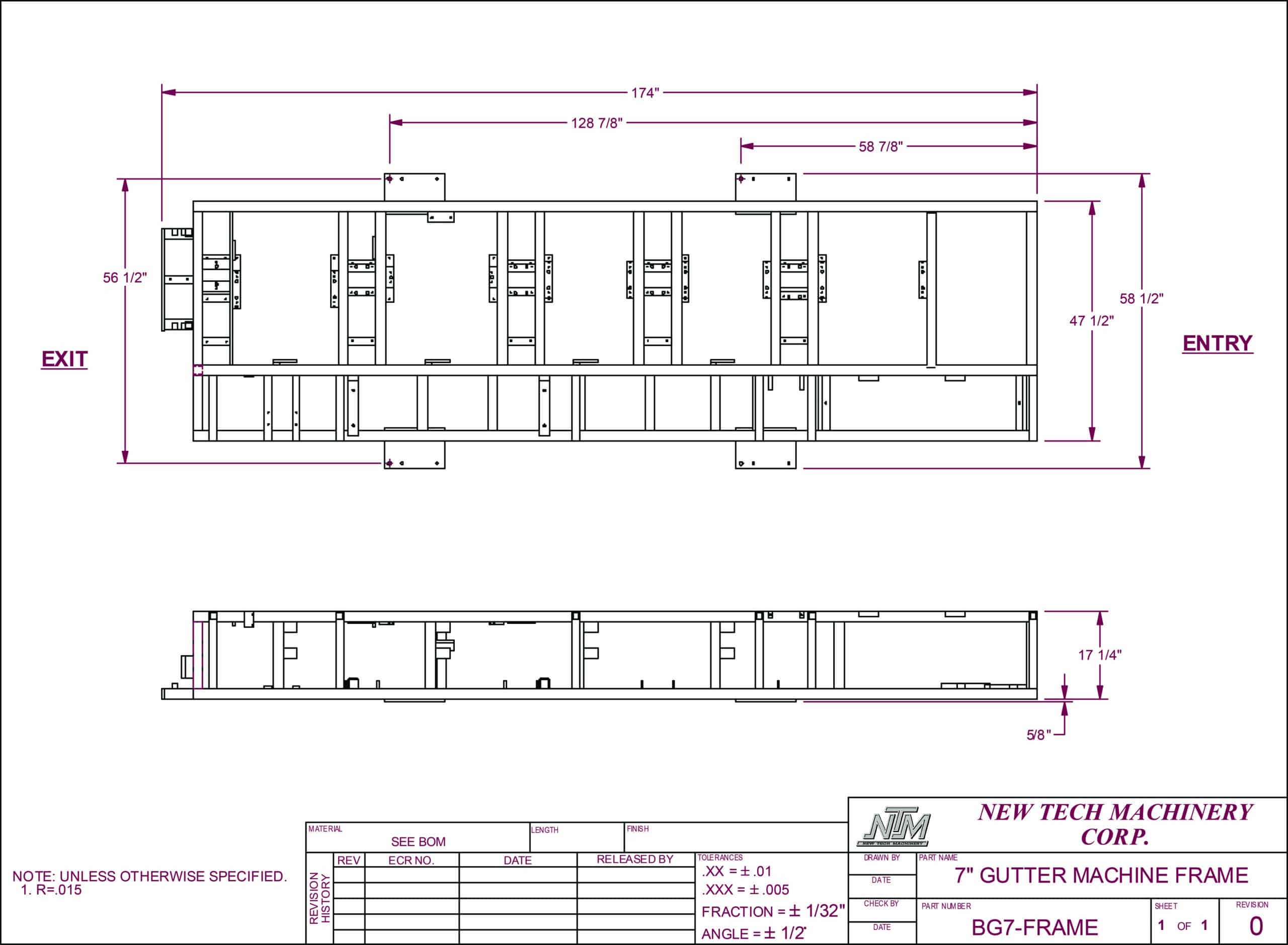 BG7 Gutter Machine Footprint - New Tech Machinery