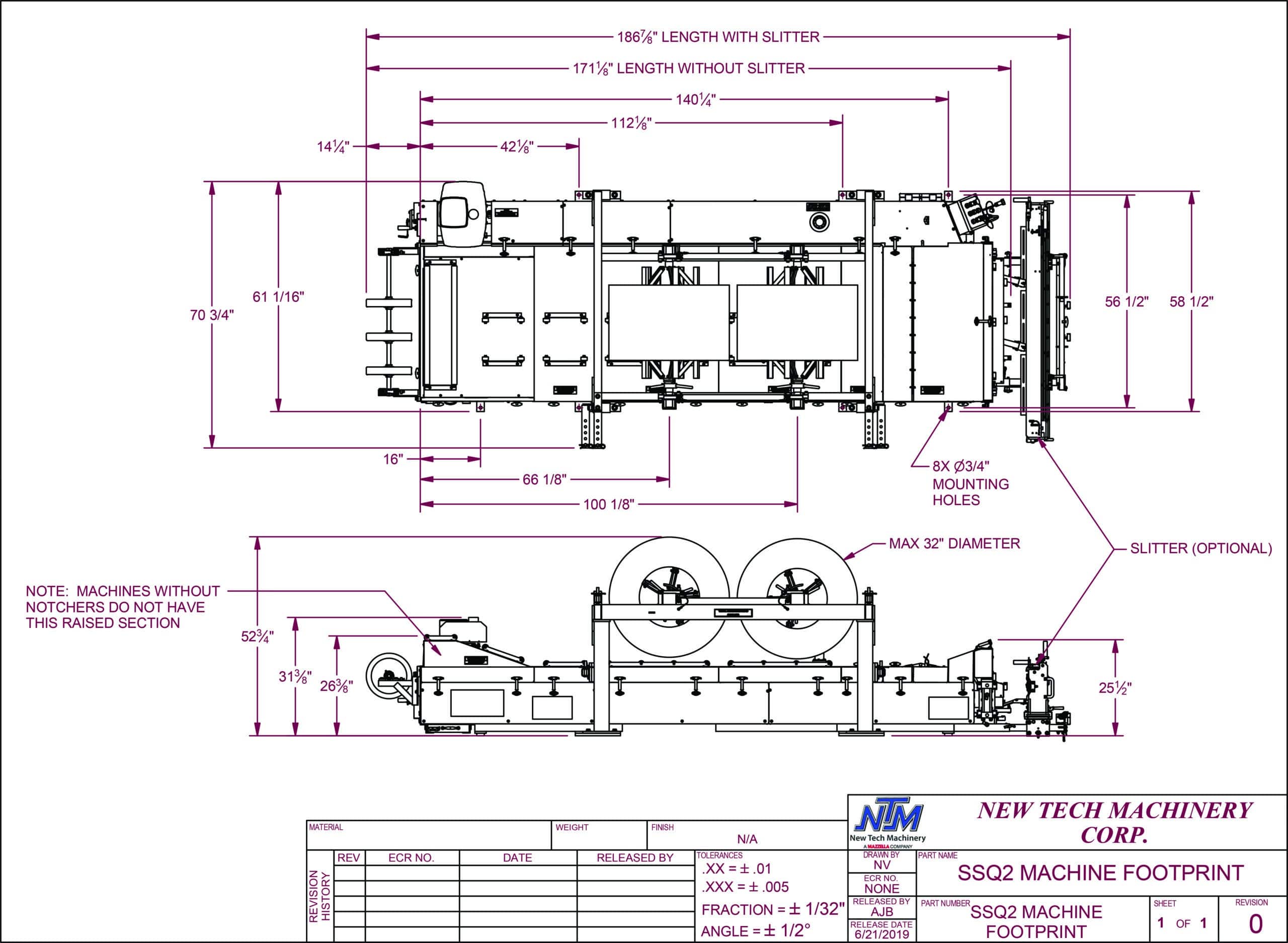 SSQ II Roof Panel Machine Footprint - New Tech Machinery