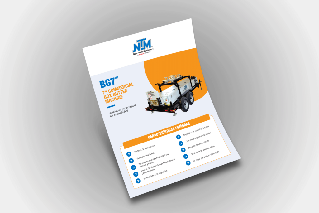 BG7 Box Gutter Machine Flyer - Spanish - New Tech Machinery