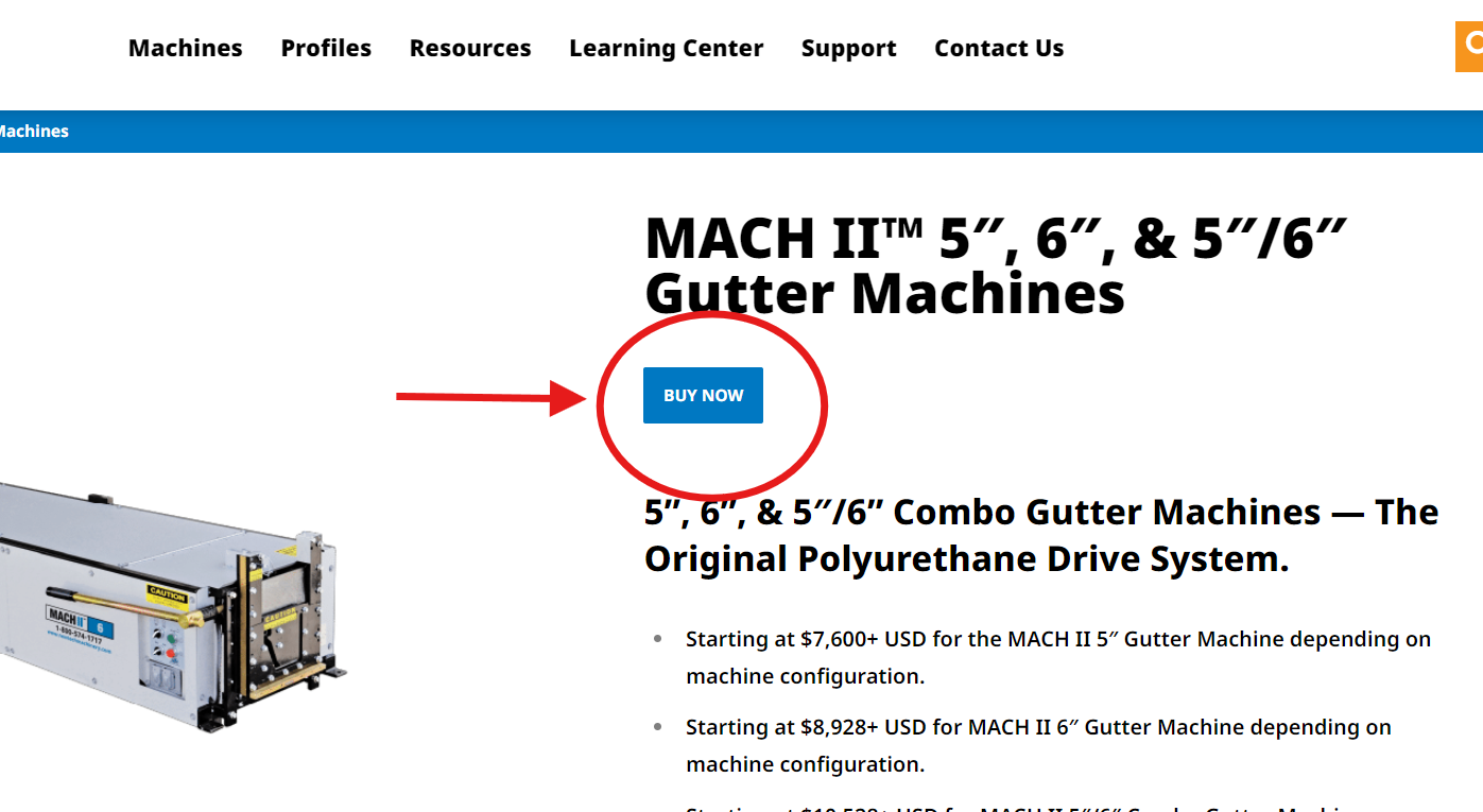 NTM's New Shopping Site for Mach II Portable Seamless Gutter Machines